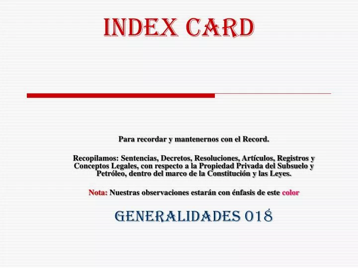 PPT - INDEX CARD PowerPoint Presentation, free download - ID:5828503