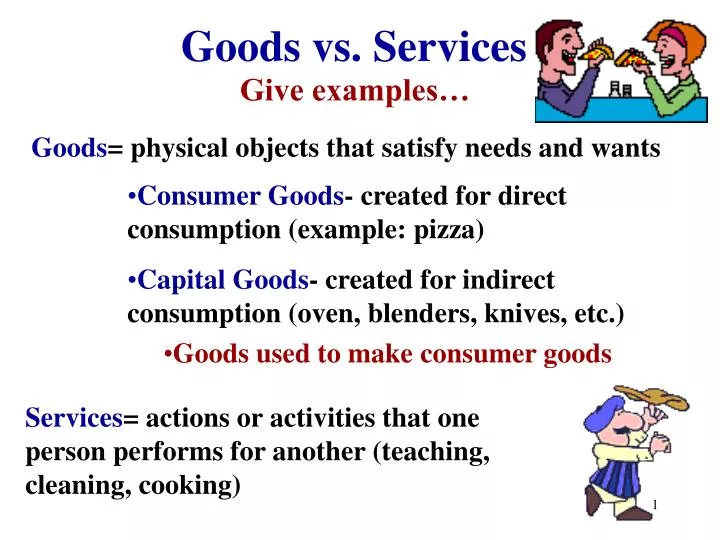 PPT - Goods = physical objects that satisfy needs and wants PowerPoint ...