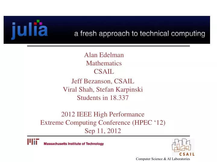 PPT - Alan Edelman Mathematics CSAIL PowerPoint Presentation, free ...