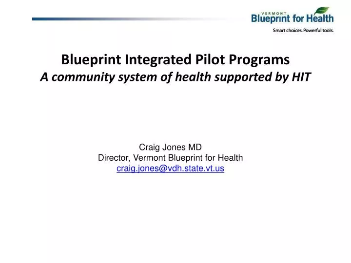 PPT - Blueprint Integrated Pilot Programs A community system of health ...