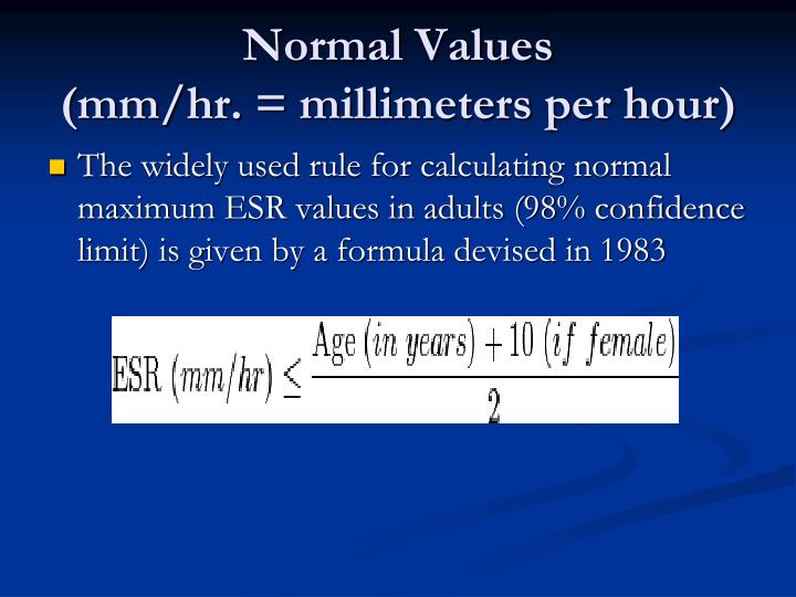 PPT - ESR = ERYTHROCYTE SEDIMENTATION RATE PowerPoint Presentation - ID:5831380
