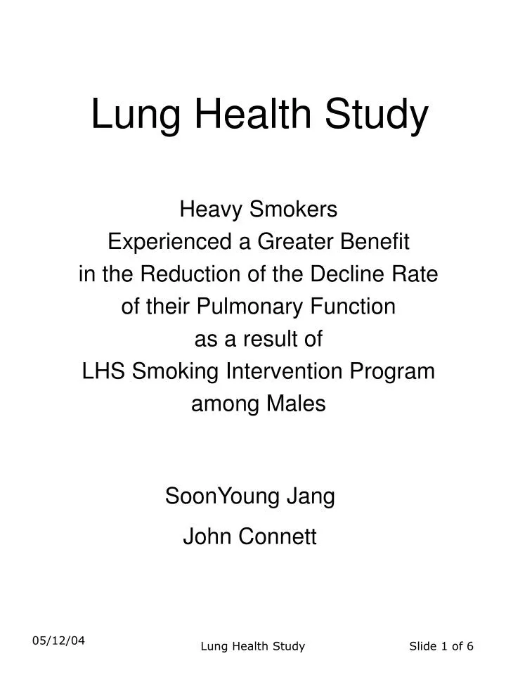 PPT - Lung Health Study PowerPoint Presentation, free download - ID:5832481
