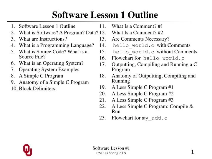 PPT - Software Lesson 1 Outline PowerPoint Presentation, free download ...