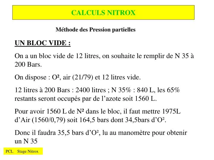 PPT - CALCULS NITROX PowerPoint Presentation, free download - ID:5834490