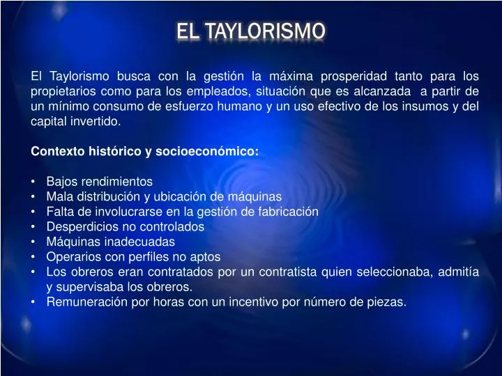 PPT - EL TAYLORISMO PowerPoint Presentation, free download - ID:5836003