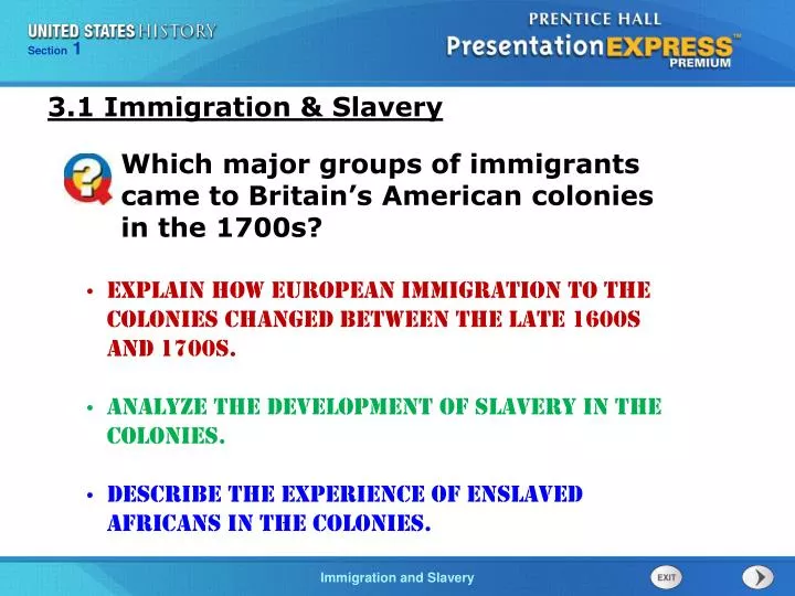 PPT - Explain how European immigration to the colonies changed between ...