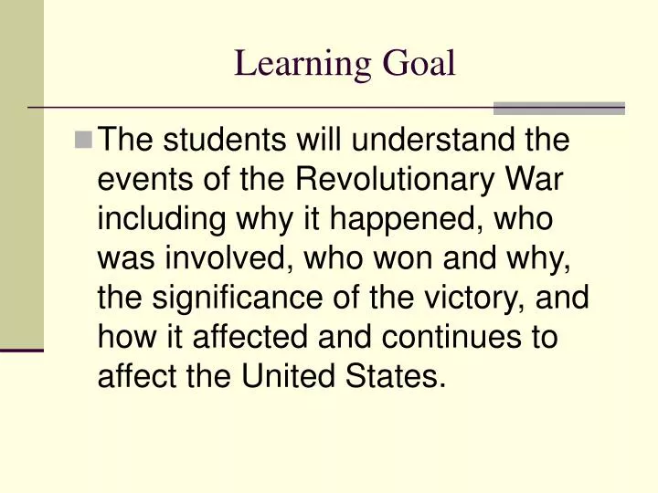 PPT - Learning Goal PowerPoint Presentation, free download - ID:5838628