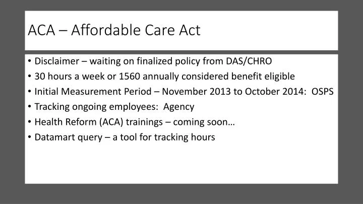 PPT - ACA – Affordable Care Act PowerPoint Presentation, free download ...
