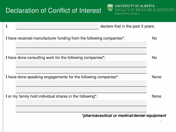 PPT - Declaration of Conflict of Interest PowerPoint Presentation, free ...