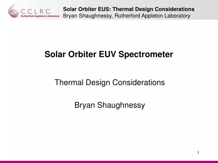 PPT - Solar Orbiter EUV Spectrometer PowerPoint Presentation, free ...