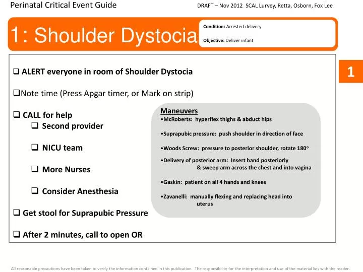 PPT - 1: Shoulder Dystocia PowerPoint Presentation, free download - ID ...