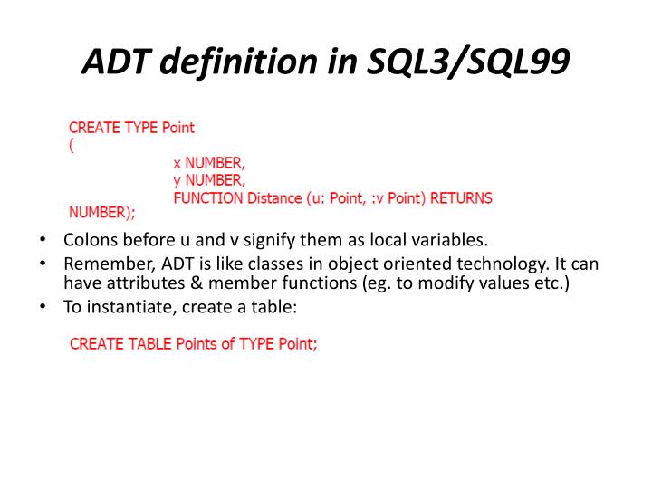 PPT - Spatial Data Type Definitions in ORDB Abstract Data Types (ADT ...
