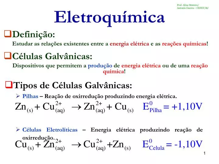 PPT - Eletroquímica PowerPoint Presentation, free download - ID:5849256
