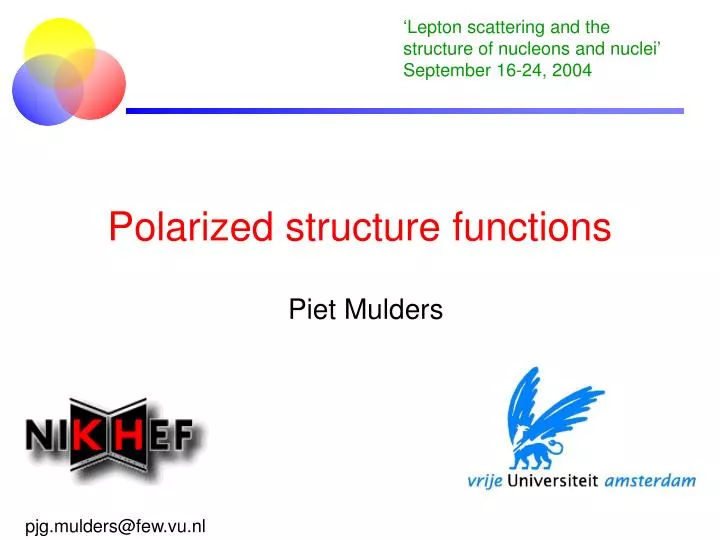 Ppt Polarized Structure Functions Powerpoint Presentation Free