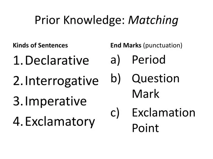 PPT - Prior Knowledge: Matching PowerPoint Presentation, free download ...