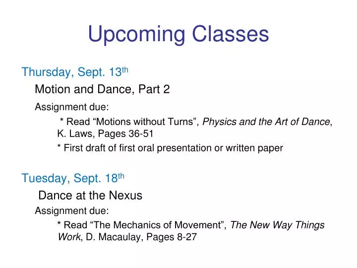 PPT - Upcoming Classes PowerPoint Presentation, free download - ID:5858438