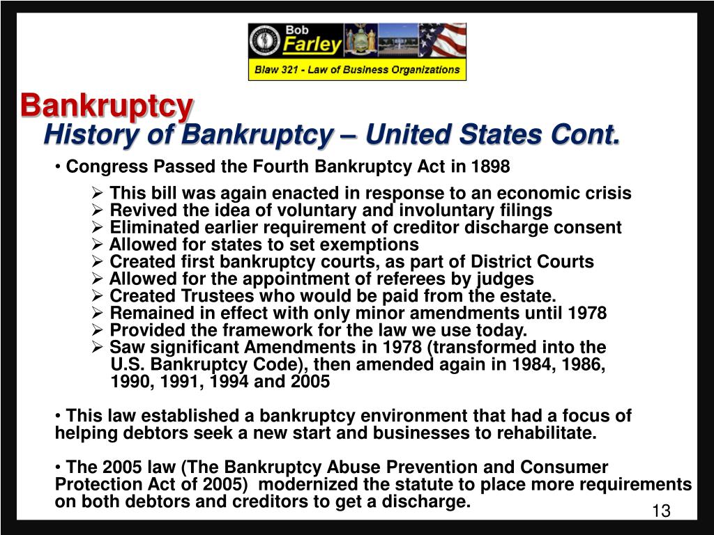 PPT - Slide Set 13 : Bankruptcy Liquidation, Reorganization and ...