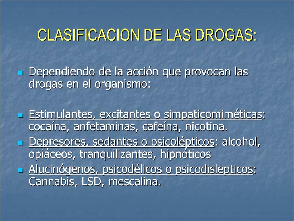 PPT - Conceptos generales del fenómeno del consumo de drogas: tipos de ...
