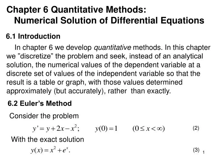 Ppt Chapter 6 Quantitative Methods Numerical Solution Of