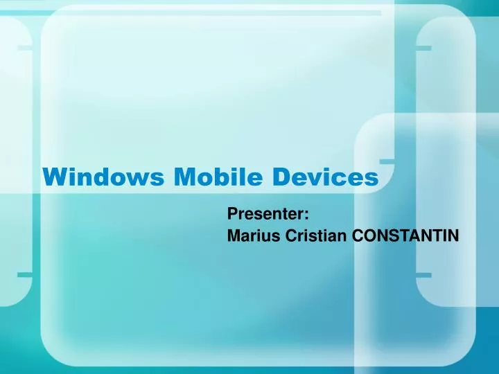 PPT - Windows Mobile Devices PowerPoint Presentation, free download ...