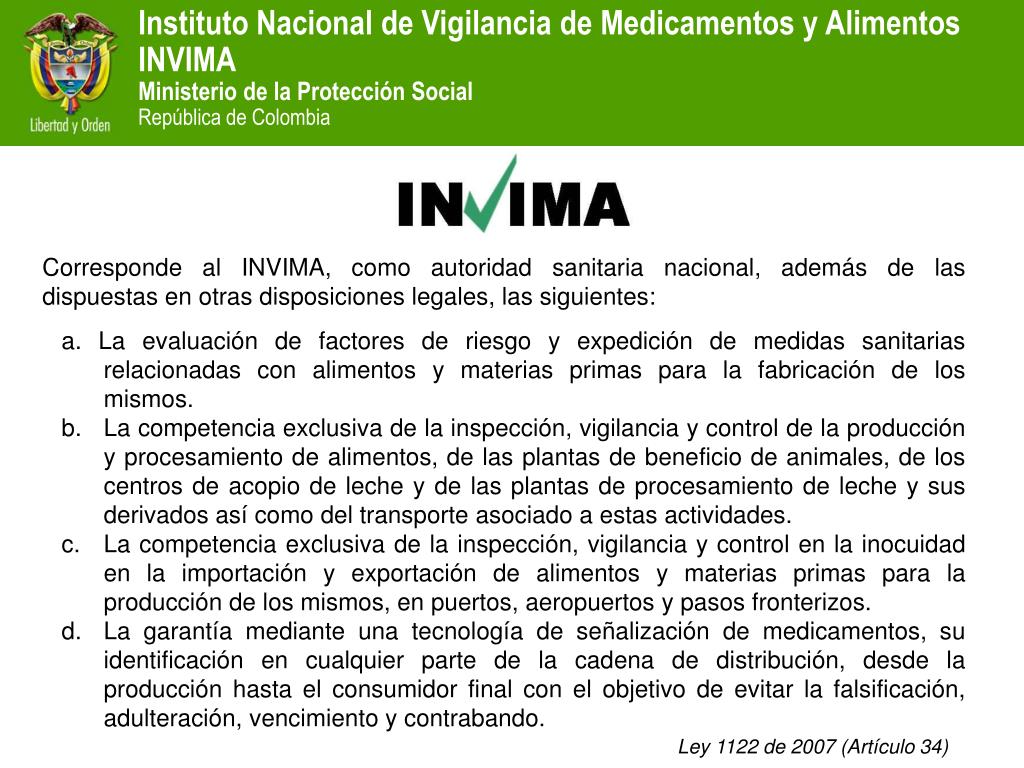 PPT - Instituto Nacional de Vigilancia de Medicamentos y Alimentos ...