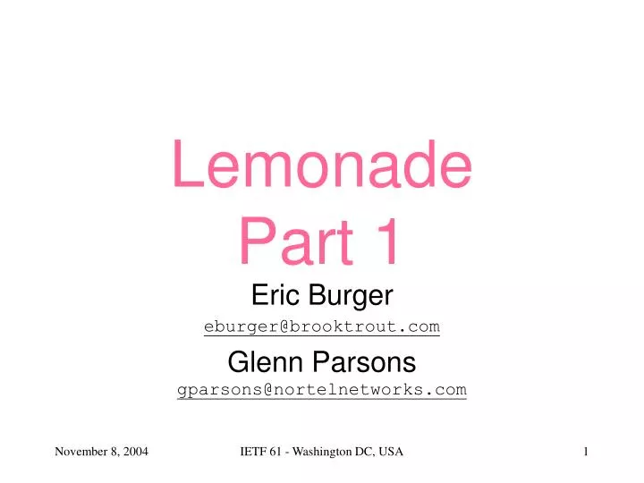 PPT - Lemonade Part 1 PowerPoint Presentation, free download - ID:5863097