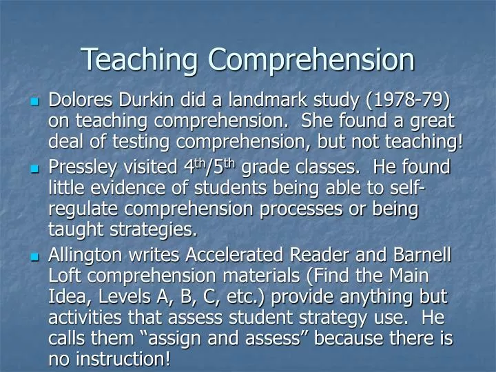 PPT - Teaching Comprehension PowerPoint Presentation, free download ...