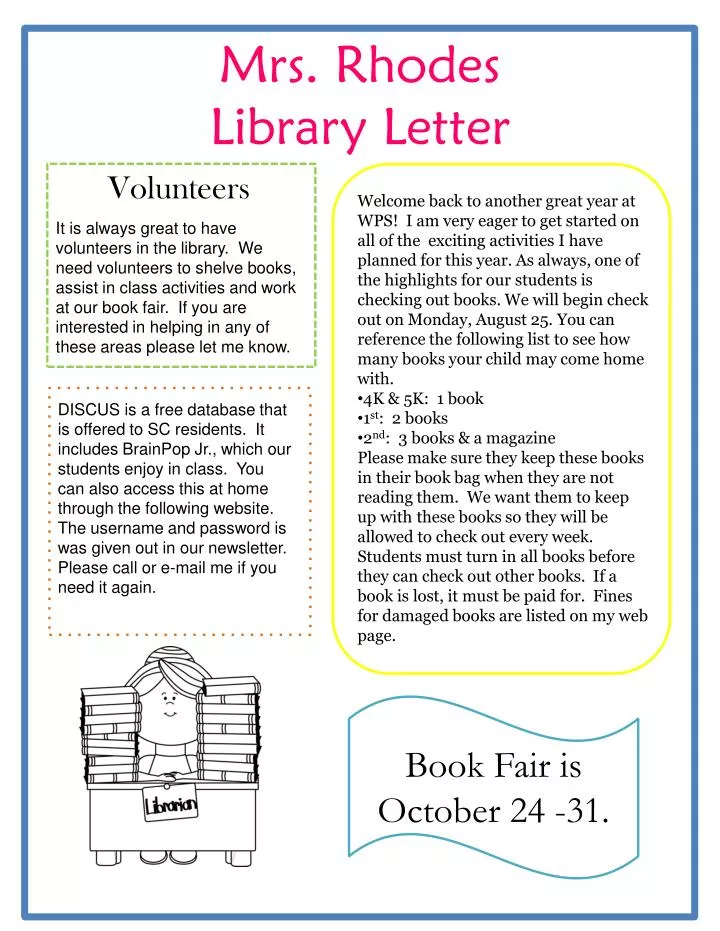 PPT - Mrs. Rhodes Library Letter PowerPoint Presentation, free download ...