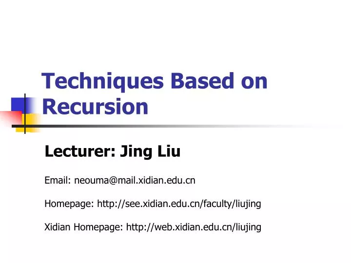 PPT - Techniques Based on Recursion PowerPoint Presentation, free download - ID:5867122