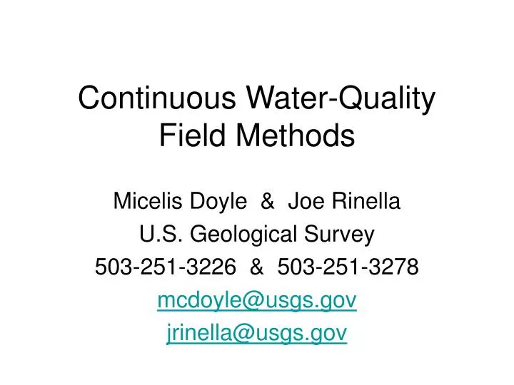 PPT - Continuous Water-Quality Field Methods PowerPoint Presentation ...
