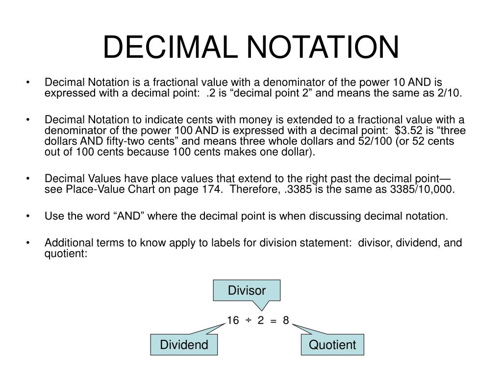 PPT KU122 Unit 3 Seminar Decimal Notation PowerPoint Presentation 