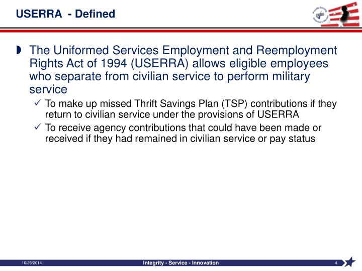 PPT - USERRA Military Service Deposits & Applications PowerPoint ...