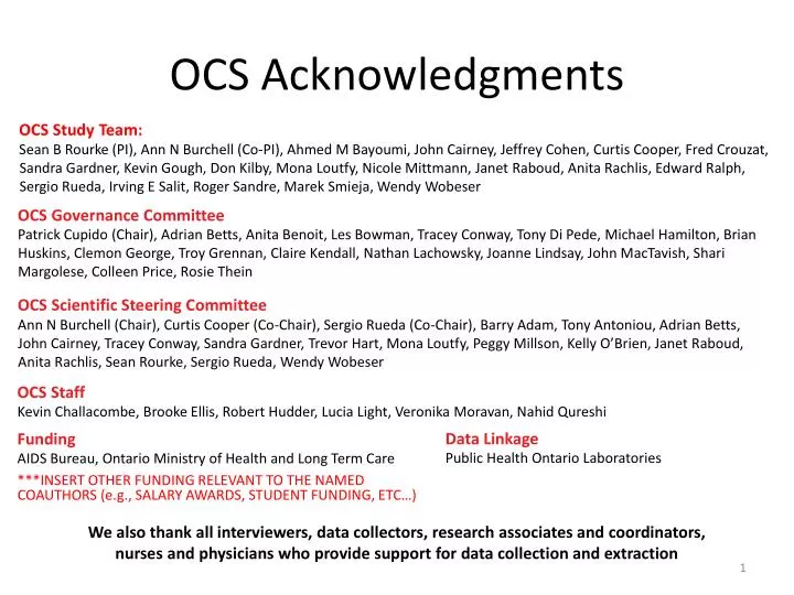 PPT - OCS Acknowledgments PowerPoint Presentation, free download - ID ...
