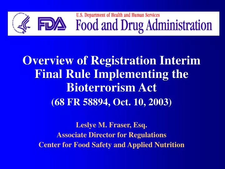 PPT - Overview of Registration Interim Final Rule Implementing the ...