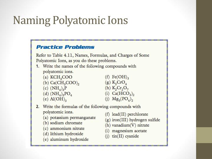 PPT - Naming & Formulas: Multivalent & Polyatomic Ions PowerPoint ...