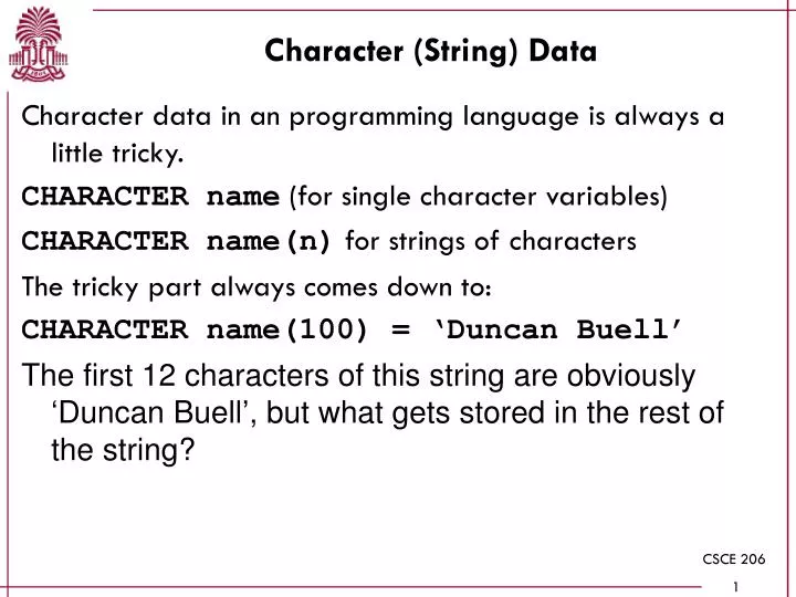 PPT - Character (String) Data PowerPoint Presentation, free download ...