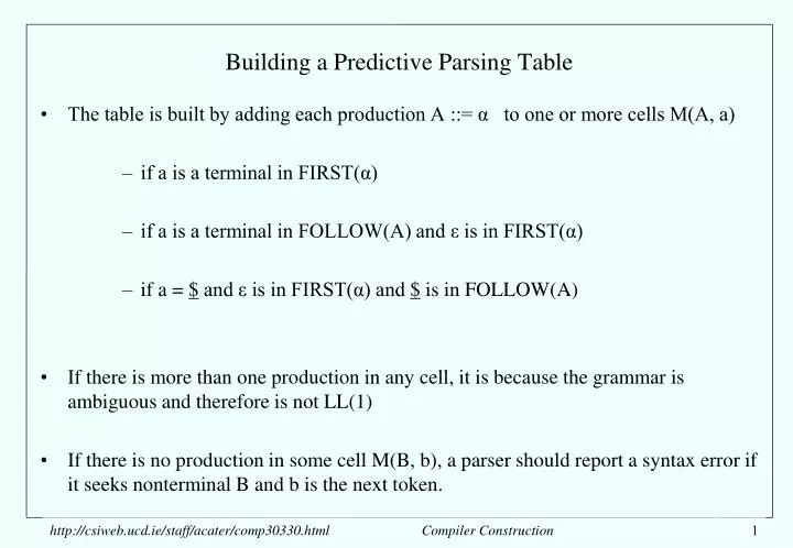 Ppt Building A Predictive Parsing Table Powerpoint Presentation Free Download Id5875997 