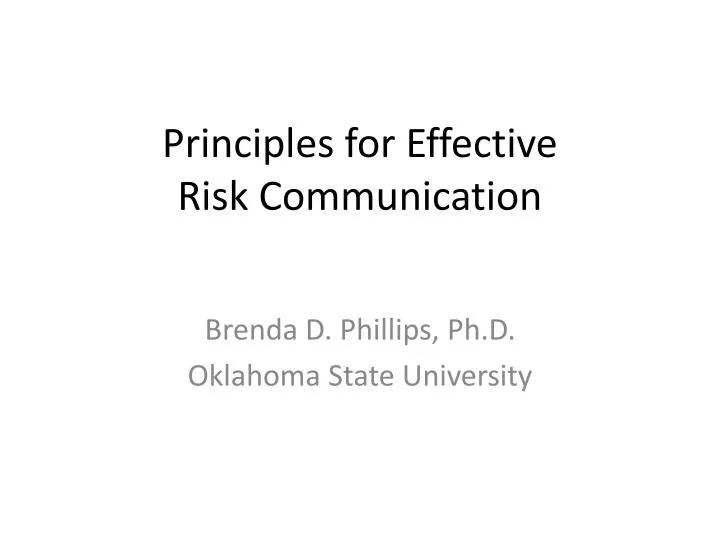PPT - Principles for Effective Risk Communication PowerPoint ...