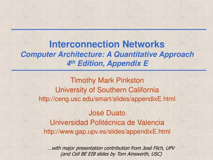 PPT - Interconnection Networks Computer Architecture: A Quantitative ...