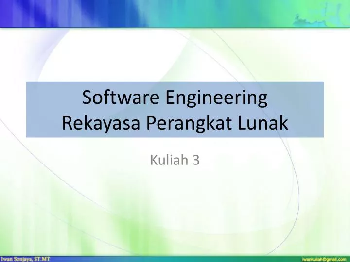 PPT - Software Engineering Rekayasa Perangkat Lunak PowerPoint Presentation - ID:5880561