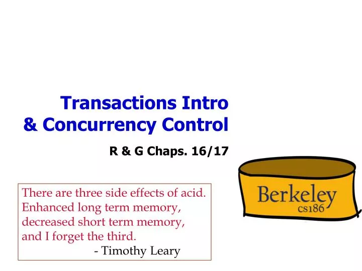 Ppt Transactions Intro And Concurrency Control Powerpoint Presentation Id5881028