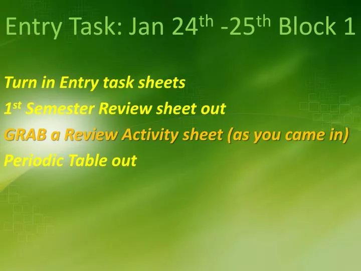 PPT - Entry Task: Jan 24 th -25 th Block 1 PowerPoint Presentation ...