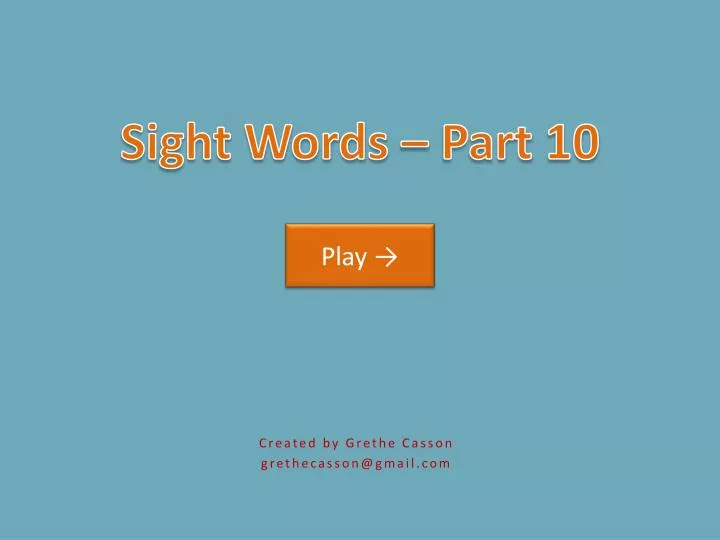 Sight Words Ppt
