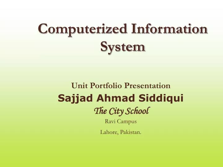 PPT - Computerized Information System PowerPoint Presentation, free ...