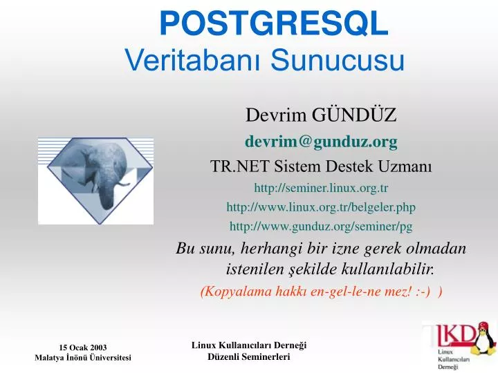 PPT - POSTGRESQL Veritabanı Sunucusu PowerPoint Presentation, free download - ID:5884322