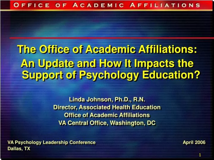 PPT - The Office of Academic Affiliations: PowerPoint Presentation ...