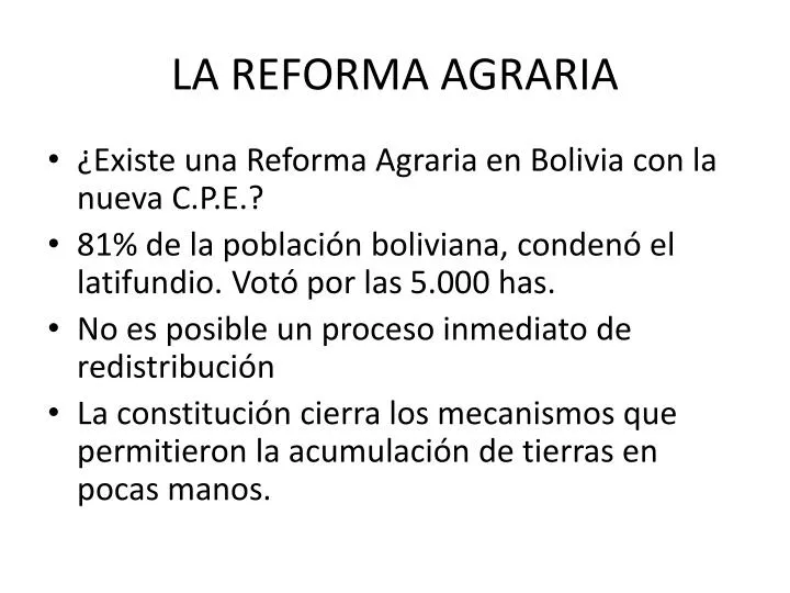 PPT - LA REFORMA AGRARIA PowerPoint Presentation, free download - ID ...