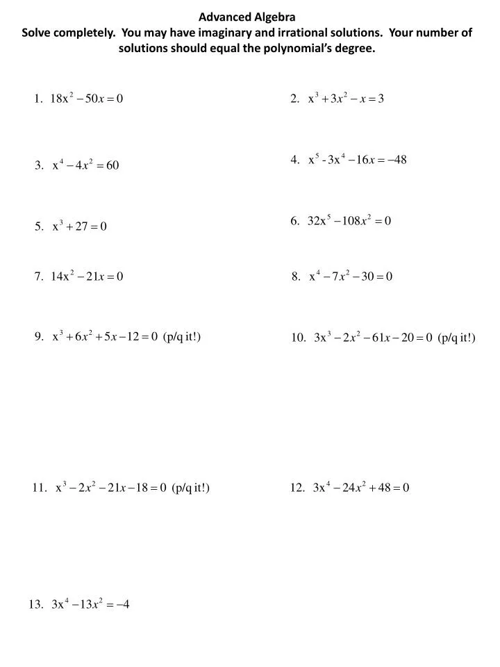 PPT - Advanced Algebra PowerPoint Presentation, free download - ID:5889725
