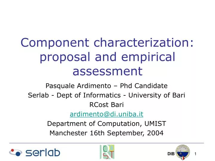 PPT - Component characterization: proposal and empirical assessment ...