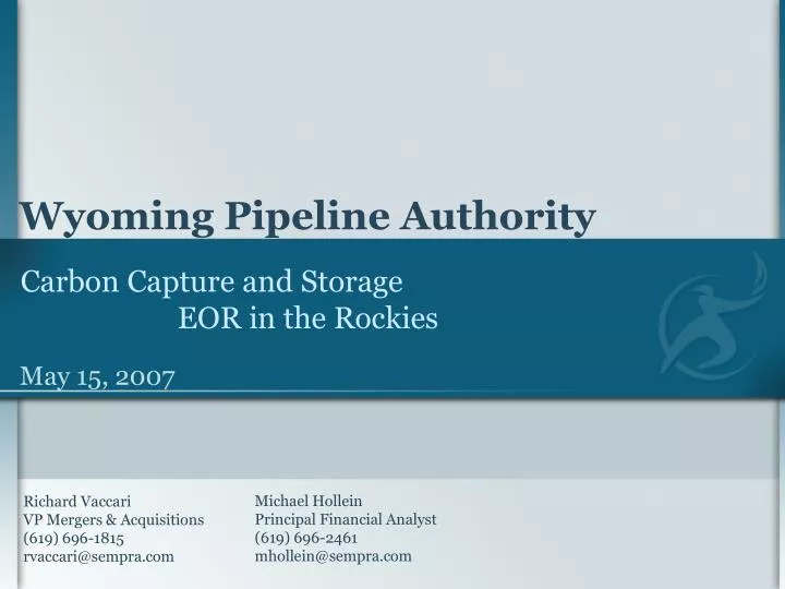 PPT - Carbon Capture and Storage EOR in the Rockies PowerPoint ...
